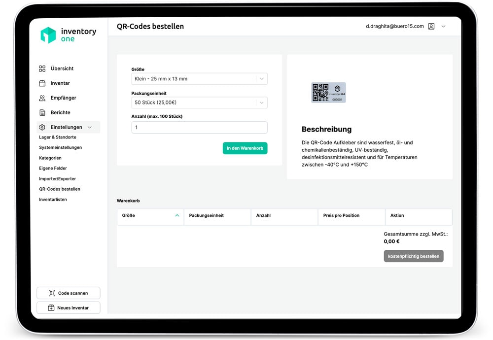 QR Code Management von Inventory ONE – schnell und einfach!